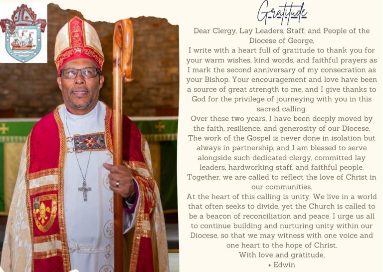 A Message of Gratitude from Bishop Edwin: Two Years of Faithful Service ...